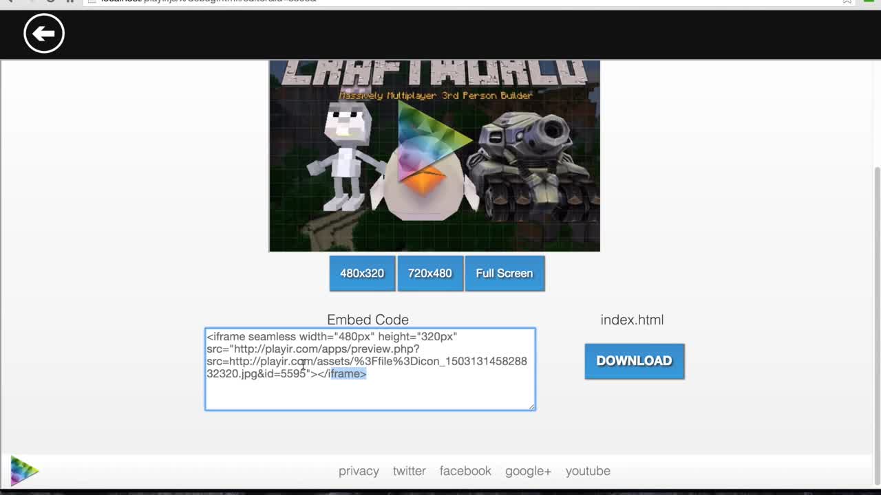 Publishing your app to a Website video - Playir - ModDB