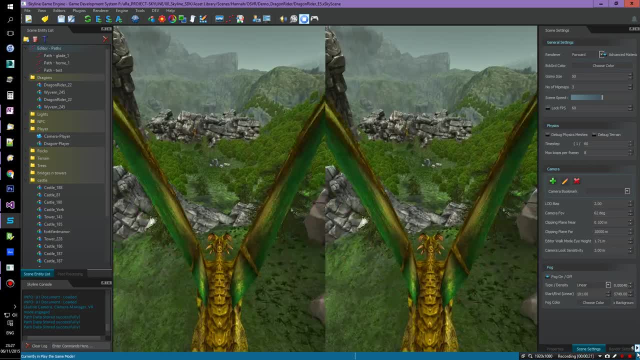DragonRider OSVR inside the Editor video - Skyline Game Engine - ModDB