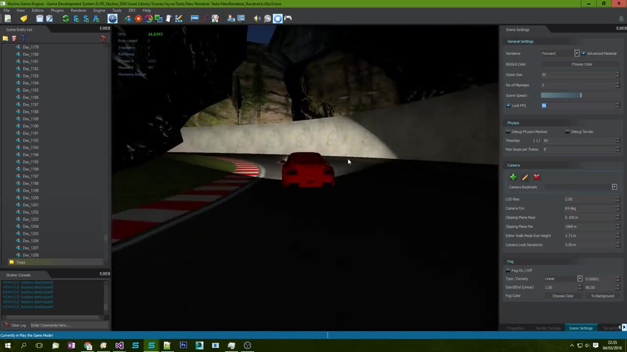 SGE - New Renderer - Nighttime Track Follow AI Car video - Skyline Game Engine - ModDB