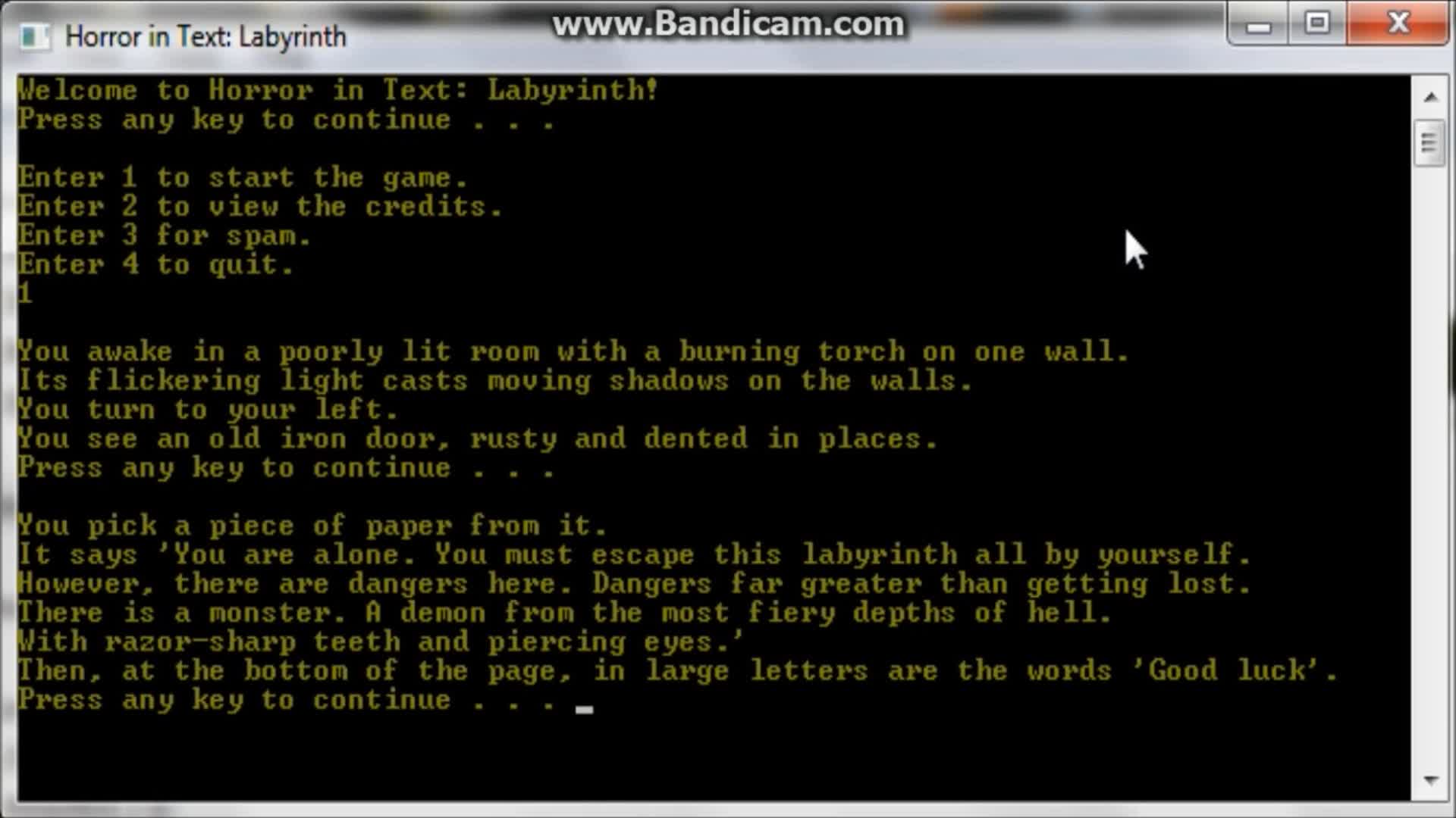 Horror in Text - Labyrinth Gameplay Video - IndieDB