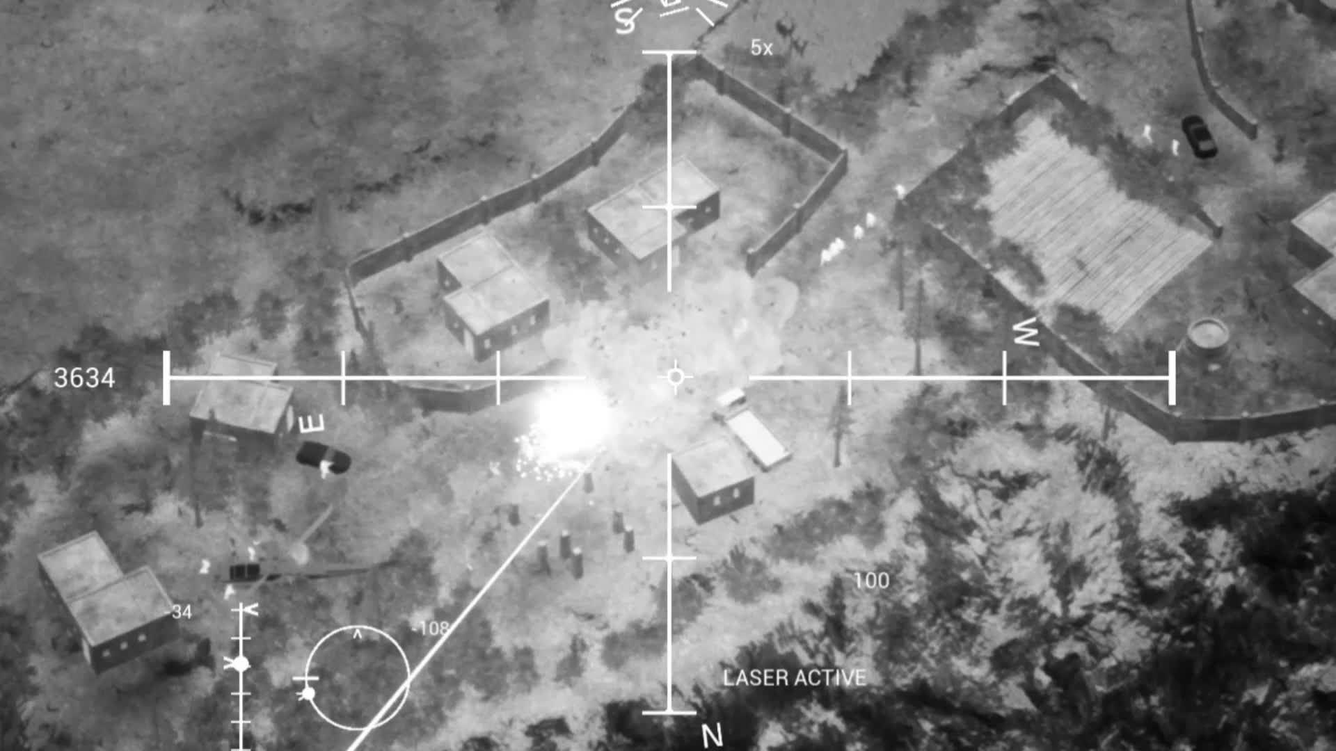 AC130 Gunships engaging enemies simultaneously with a hellfire and 30mm ...