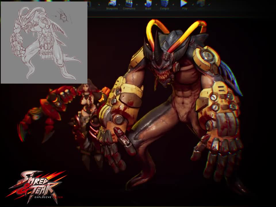 Squalomon 3D model in UE4 video - Shred & Tear: Explosive Kajun - IndieDB