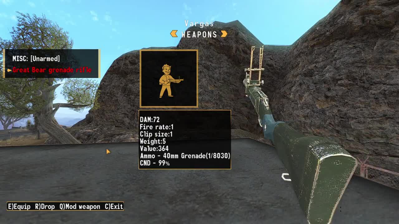 FNV Arsenal Weapons Overhaul - Great Bear Grenade Rifle video - Desert ...