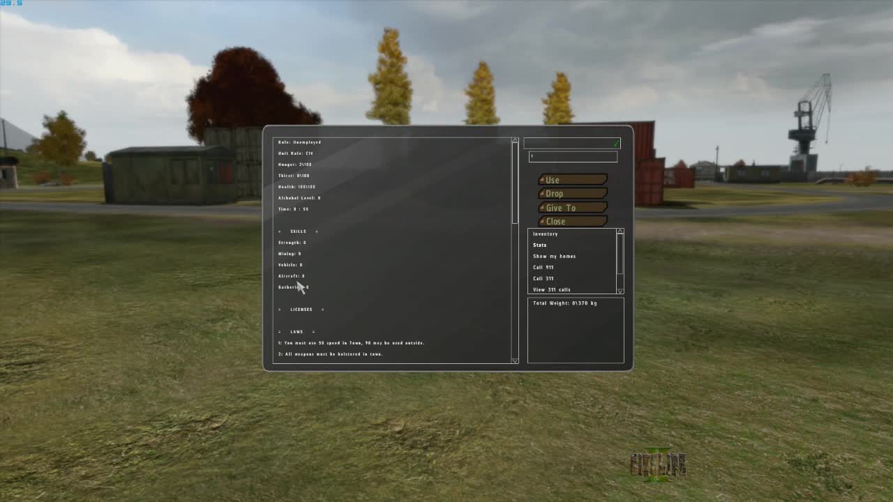 Demo on the player menu video - City Life RPG mod for ARMA 3 - ModDB